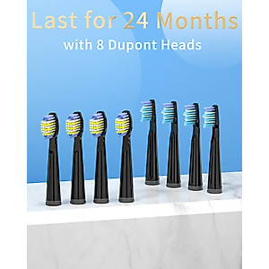 SEAGO Electric Toothbrush for Adults, Ultrasonic Toothbrushes with 8 Brush Heads, Rechargeable Electronic Toothbrush, Black, SG-507