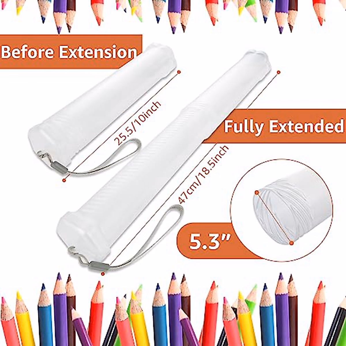 Geynutaly 4 Piece Extendable Plastic Paint Brush Case Clear Long Paint Brush Holder Tube Storage Pencil Container