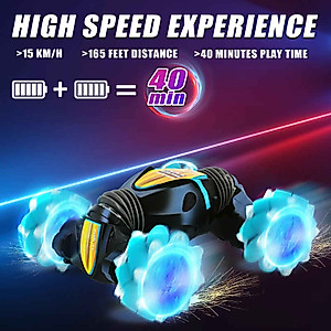 yotlik Remote Control Car Gesture RC Car 1:20 Scale 4WD Hand Controlled RC Cars for Kids and Adult 2.4Ghz RC Stunt Car Toys for 6-12 with 2 Batteries Cool Light Transform Car Gift for Boys Girls