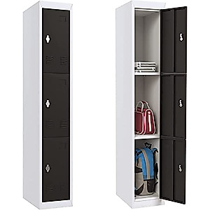 SUPEER Metal Lockers with 3 Doors,72" H Tall Steel Storage Lockers for Employees,Locker Storage Cabinets for School, Gym, Home, Office