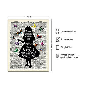 Alice Wonderland Quote, Saying - Dictionary Wall Art Print - 8x10 Photo Picture - Home Decor for Women, Kids, Girls Bedroom - Cool Gift - Unframed Poster