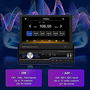 Single Din Apple Carplay,Car Stereo with Bluetooth 5.0,Flip Out Touchscreen Car Radio,Single Din Touch Screen Display Radio,FM Radio/Android Auto/Rear View Camera/