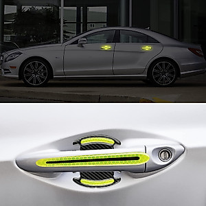 8 Pieces Reflective Car Sticker Set Car Door Bowl Reflective Warning Sticker Car Door Handle Protection Sticker Car Side Reflective Sticker and Car Handle Paint Scratch Film for Car Safety