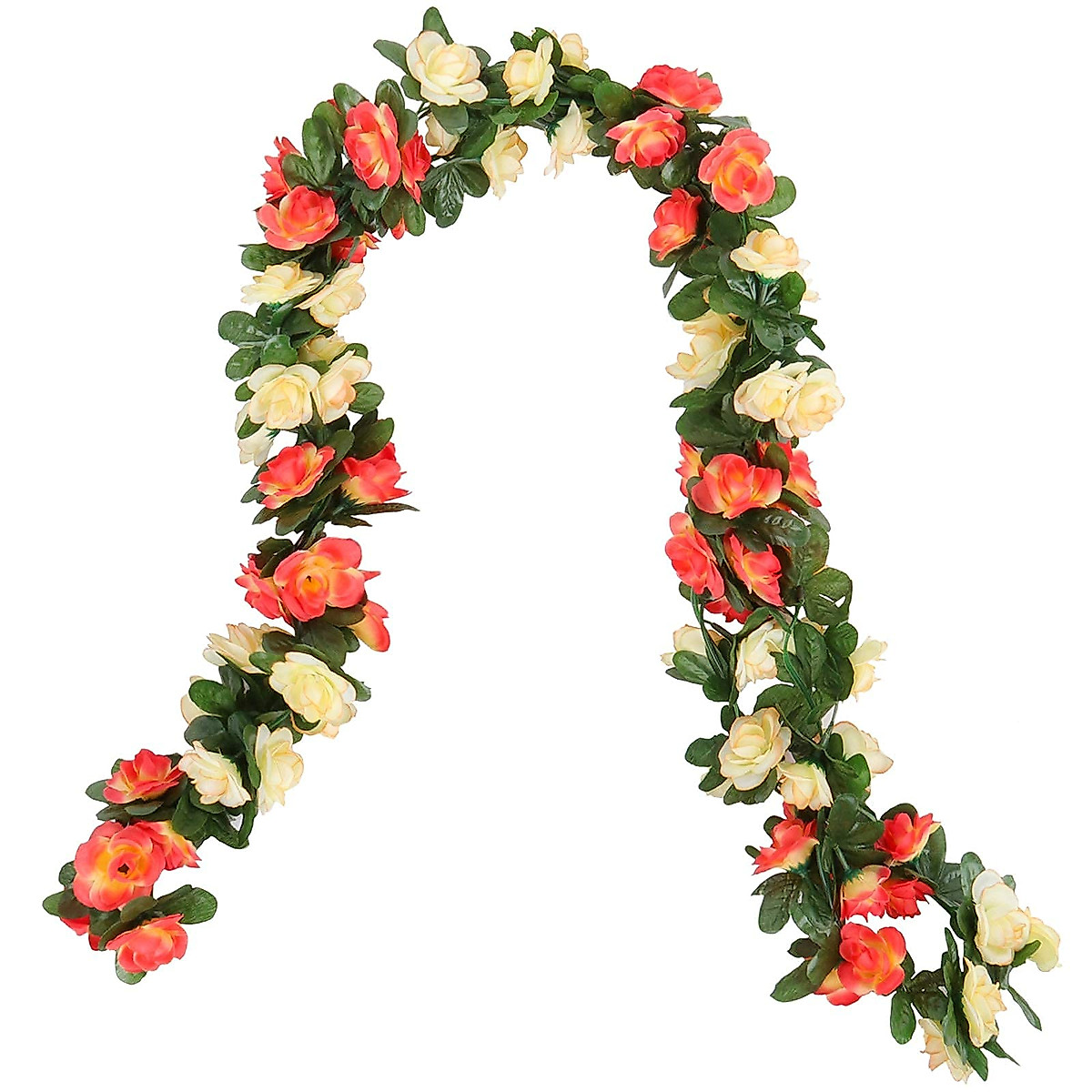 Beferr 5Pcs 41FT Rose Flower Wreaths Artificial Rose Wreaths Fake Silk Flowers Rose Ivy Hanging for Home Wedding Party Garden Craft Wall Decor Champagne