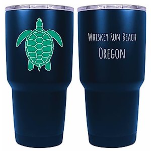 R and R Imports Whiskey Run Beach Oregon Souvenir 24 oz Navy Insulated Stainless Steel Tumbler Turtle Design
