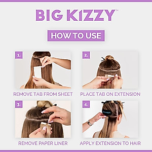 Big Kizzy Hair Extensions Tape - Extra Hold Double Sided - Fits Most Tape in Hair Extensions, 4cm x .8cm Tape for Extensions, Professional Extension Tape