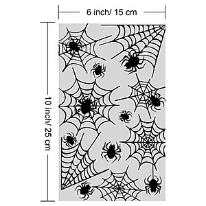 HESTYA 50 Counts 15 x 25 cm Halloween Cellophane Treat Bags Pumpkin Halloween Clear Sweet Candy Bags with 300 Pieces Twist Ties for Halloween Christmas Party Favor