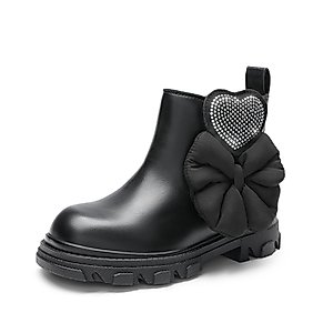 DREAM PAIRS Girls Chelsea Boots Side Zipper Lug Sole Ankle Booties Toddler/Little Kid/Big Kid,Size 12 Little Kid,Black,SDBO2301K