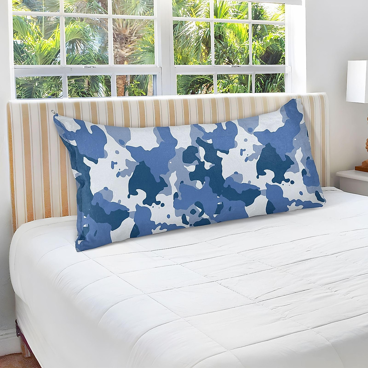 Blue Camo Pillow Cases King Size Soft Cozy Pillowcase with Zipper Skin-Friendly Velvet Pillow Covers for Bedroom Sofa Couch Home Decoration