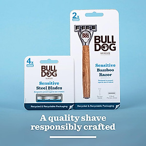 Bulldog Skincare - Sensitive Steel Blades - Men's Razor Blade Refills – Contains 4 Blade Heads