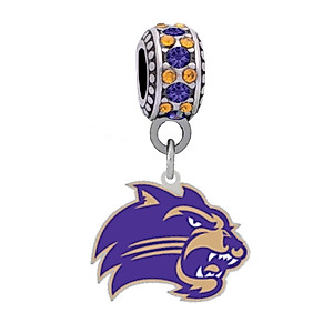 Western Carolina Logo Charm Fits Most Bracelet Lines Including Pandora, Cham ilia, Troll, Biagi, Zable, Kera, Personality, Reflections, Silverado and More …