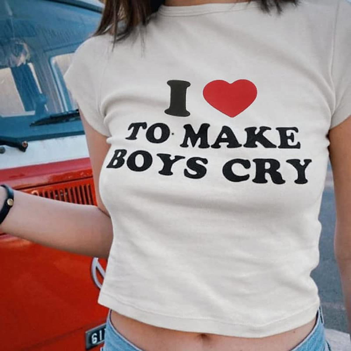 Women Girls Y2K Crop Top Letter Print Baby Tees Grunge T-Shirt White S