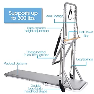 AeroPilates Precision Cadillac Studio Tower | Four Free Online Expert-Guided Workouts Included | Stream From Any Device, Gray