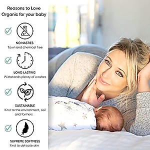 Bloomsbury Mill - Pack of 3 Super Soft Muslin Swaddle Blankets - 100% Certified Organic Cotton Muslin Swaddles - Blue &amp; White - 47&quot; x 47&quot;