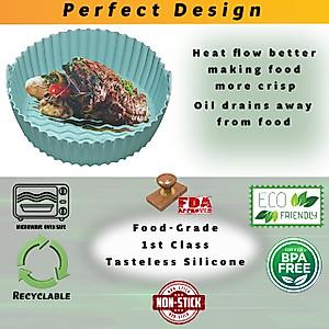 MarkoJo 3PCS 8.5inch Air Fryer Silicone Liners -Microwave Oven Bowl - Reusable -Food Grade Tasteless Air Fryer Accessories Kitchen gadgets Must Have Foodie