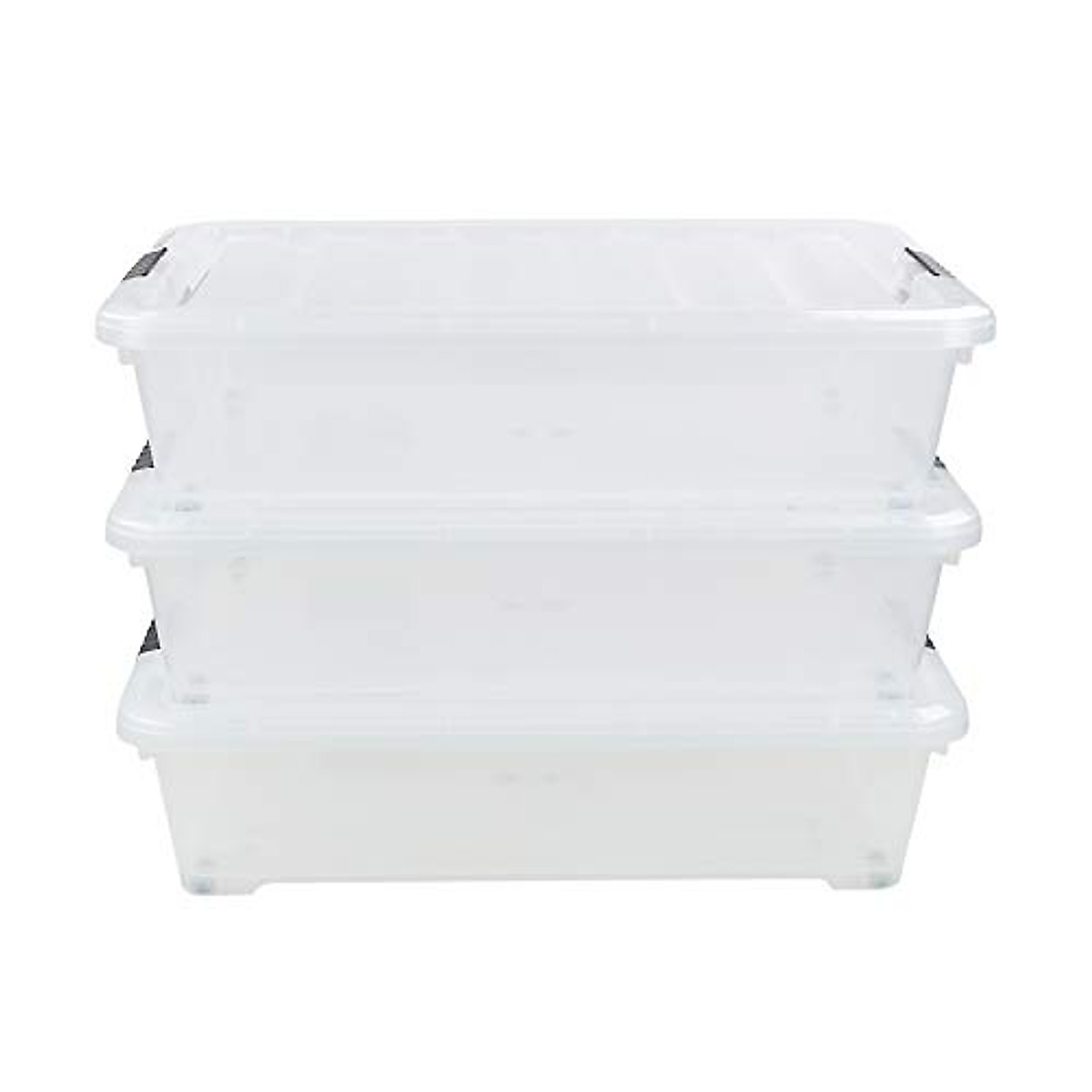 Eagrye 3-Pack Plastic Underbed Storage Bin, Clear Under Bed Storage Box