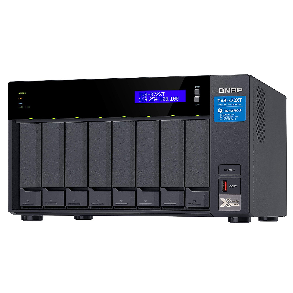QNAP TVS-872XT-i7-16G-US Ultra-High Speed 8 Bay Thunderbolt™ 3 NAS. Intel® Core™ i7 6-Core Procssor, 16GB RAM