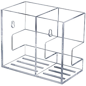 MyGift Premium Clear Acrylic Wall Mounted Hair Styling Tools and Accessories Holder with 2 Slots, Salon Hot Tool Organizer Rack for Blow Dryer Straightener Curling Iron