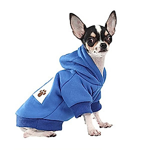 Hozz Chihuahua Dog Hoodie Clothes Cute Small Sweatshirt Warm Clothes Sweaters for Puppy Dogs Blue L