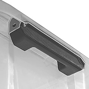 30 Qt. Plastic Storage Box Tote Organizing Container With Durable Lid , Stackable and Nestable Snap Lid Plastic Storage Bin, 6 Pack, Clear With Gray Buckle