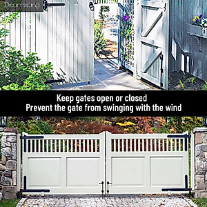 12" Heavy Duty Cane Bolt Gate Drop Rod Hardware Ground Latch for Wood PVC Vinyl Metal Fences Gates, Double Doors, Black Solid Steel -1 Pack