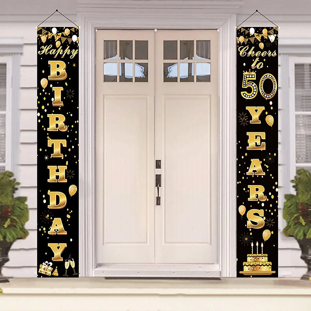 50th Birthday Door Banner,Happy 50th Birthday Banner,50th Birthday Anniversary Party Decorations Supplies Cheers to 50 Years Welcome Porch Sign for Indoor Outdoor