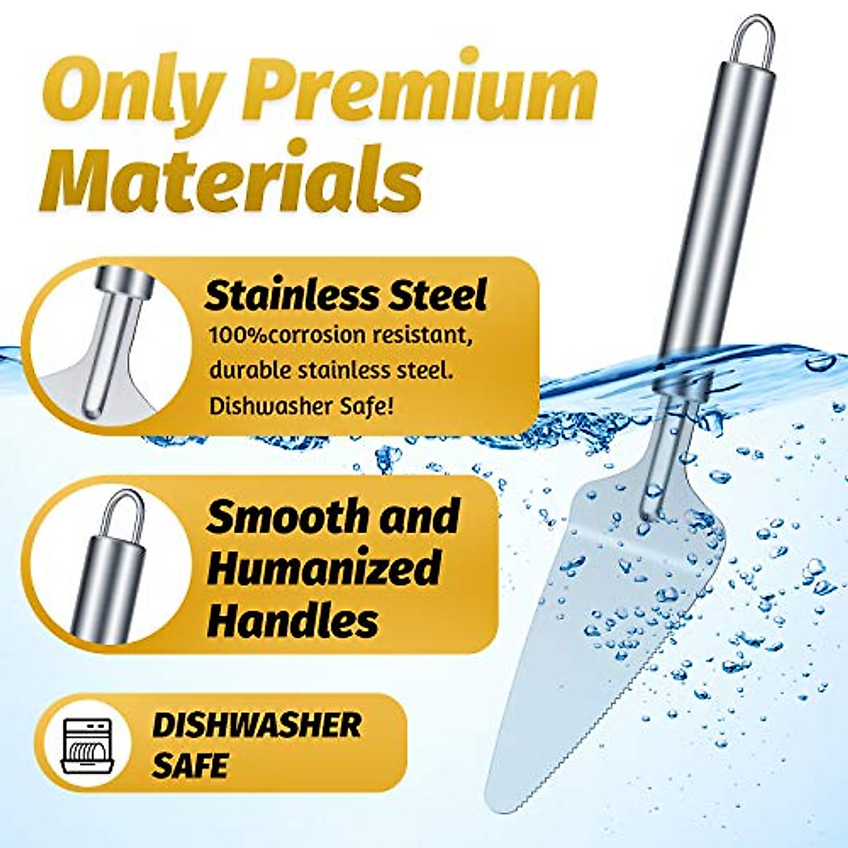 4 Pieces Pie Server Set Stainless Steel Pie Spatula Serrated Cake Cutter with Comfortable Handle, Easy to Grip for Cutting and Serving Desserts Brownies Pizza and Cake