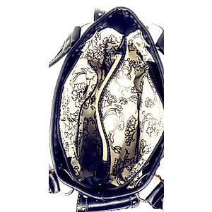 Texas West Western Dales Pony Horse White Mane Embroidery Feather Conceal Carry Women Handbag Purse in 5 colors (Black)