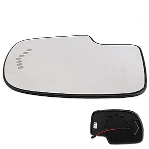 Driver Side Heated Mirror Glass Replacement for 2003-2007 Cadillac Escalade, Chevrolet Avalanche, Silverado, Suburban, Tahoe, GMC Sierra, Yukon - Exterior Side View Convex Mirror with Turn Signal