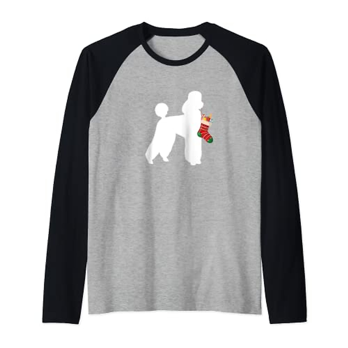 Poodle Christmas Stocking Stuffer Dog Raglan Baseball Tee