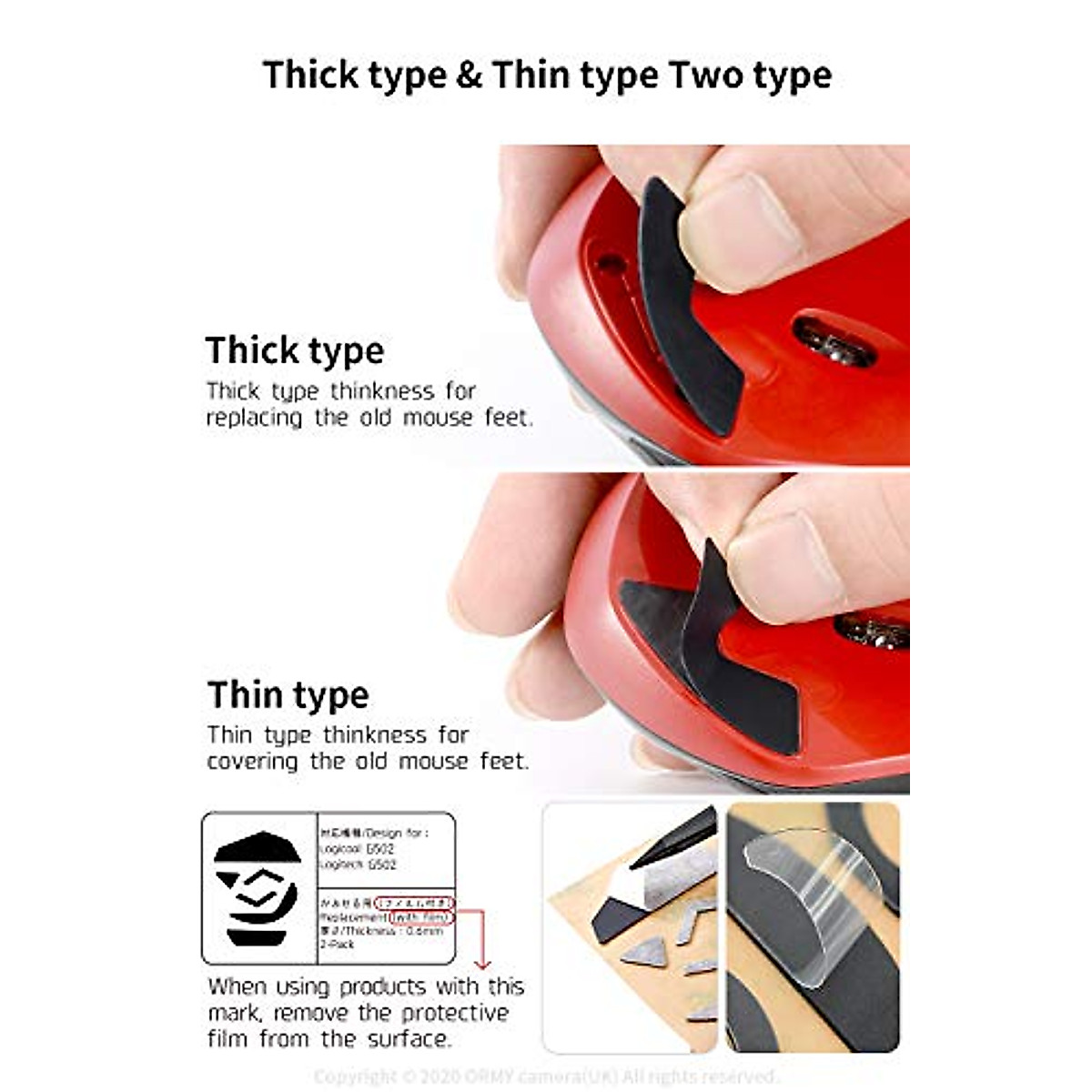 2 Sets of Hotline Games 3.0 Mouse Feet Skates Compatible with Logitech G Pro Wireless GPW Gaming Mouse Feet Replacement (0.8mm, Super Smooth Glide, PTFE) Professional Mice Upgrade