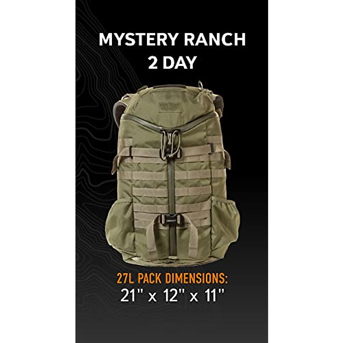 Mystery Ranch 2 Day Backpack - Tactical Daypack Molle Hiking Packs, Forest, L/XL