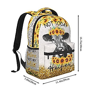 FuriTou Sunflower Cow Cow Sunflower Backpack Bull Cattle Double Shoulder Bag Cow Print Laptop Bagpack for Men Women Cow Stuff Accessories Bookbag for Work Camping Travel