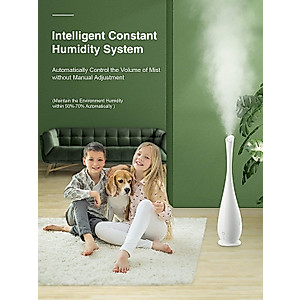 Humidifier, 5L Floor Humidifiers for Large Room with Remote Control, Cool Mist Humidifiers with Oil Diffuser Tray, Smart Humidity Last up to 50 Hours