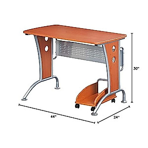 TECHNI MOBILI Modern Computer Desk With Mobile CPU Caddy. Color: Dark Honey