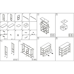 AZL1 Life Concept Dresser with Shelves-Storage Chest for Bedroom, Living Room, Hallway, Closet Organizer with Sturdy Steel Frame, Wooden Shelf, Removable Fabric Drawers, Beige