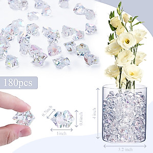 FUTUREPLUSX 180PCS Bright Clear Fake Ice Rocks, Acrylic Fake Crushed Ice Rocks Diamonds Gems DIY Crafts Vase Fillers for Party Fish Tank Table Scatter Props Display