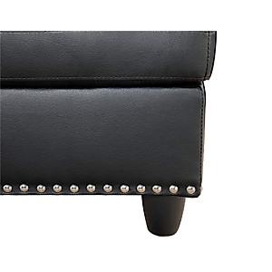 Ainehome Living Room Sectional Set, Leather Sectional Sofa in Home, with Storage Ottoman and Matching Pillows (Right Hand Facing,Black)