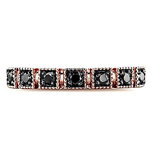 Kobelli Black Diamond Wedding Ring 1/6ct TDW in 10k Rose Gold - Size 6