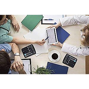 Voice Calculator, Everplus Electronic Desktop Calculator with 12 Digit Large Display, Solar Battery LCD Display Office Calculator,Black (Basic Balck)