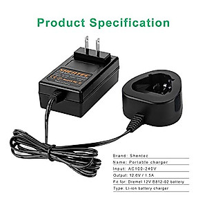 Shentec 3000ｍAh 12V MAX Lithium-Ion B812-03 Replacement Battery Compatible with Dremel 8200 8220 and 8300 Cordless Tools (12V Charger Include)