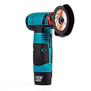 Housiwill Angle Grinder Tool, Mini Angle Grinder, Cordless Electric Angle Grinding Tool 12V 19500RPM with 2PCS 2000mAh Battery, Nylon Cutting Blade-s/Grinding Disc/Metal Cutting Disc (Green+blue)