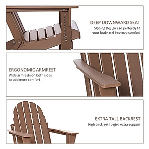 Outsunny Folding Adirondack Chair, HDPE Fire Pit Chair, Weather Resistant Outdoor Chair for Patio, Garden, Backyard, Lawn, Brown