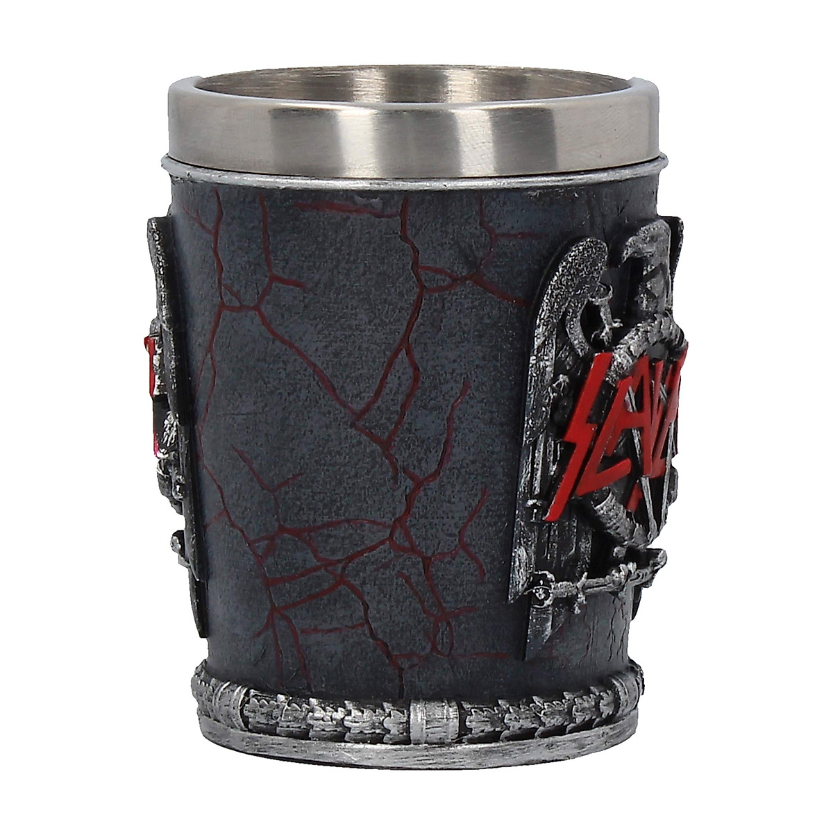 Nemesis Now B4132M8 Slayer Shot Glass 7cm Black, Resin w/Stainless Steel Insert, Grey