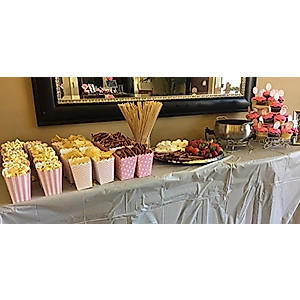 NUIBY Popcorn Boxes, Pink Trio (36 Pack) Polka Dot, Chevron, Stripe Treat Boxes - Small Movie Theater Popcorn Paper Bags for Dessert Tables & Wedding Favors
