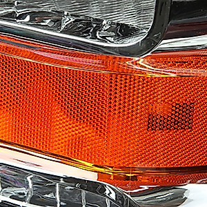 DNA MOTORING HL-OH-FSUPER08-CH-AM Chrome Amber Headlights Replacement Compatible with 08-10 F-250 / F-350 / F-450 / F-550 Super Duty