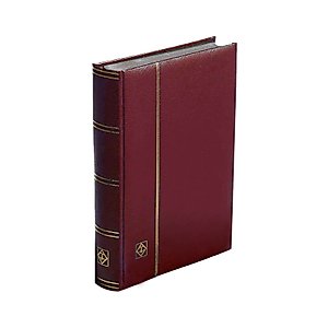 Lighthouse Stockbook A4, 32 black pages,padded cover, red