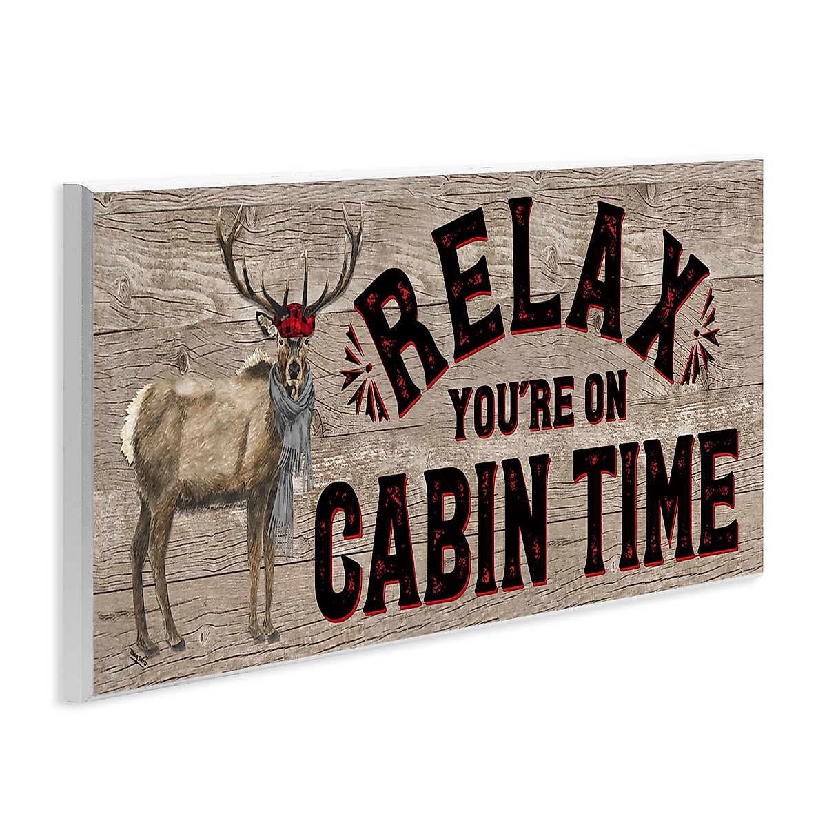 Stupell Industries Relax You're On Cabin Time Moose Typography Sign Wall Plaque, 7 x 17, Multi-Color