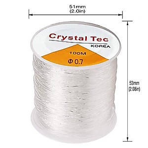 BingBing 2 Packs 0.7mm Elastic String, Jewelry Cord, Bracelet Rope Crystal Beading Cords, Transparent Beaded Line, Can Easily Pass Through Jewelry, Suitable for DIY Making (2Pack 0.7mm-White)