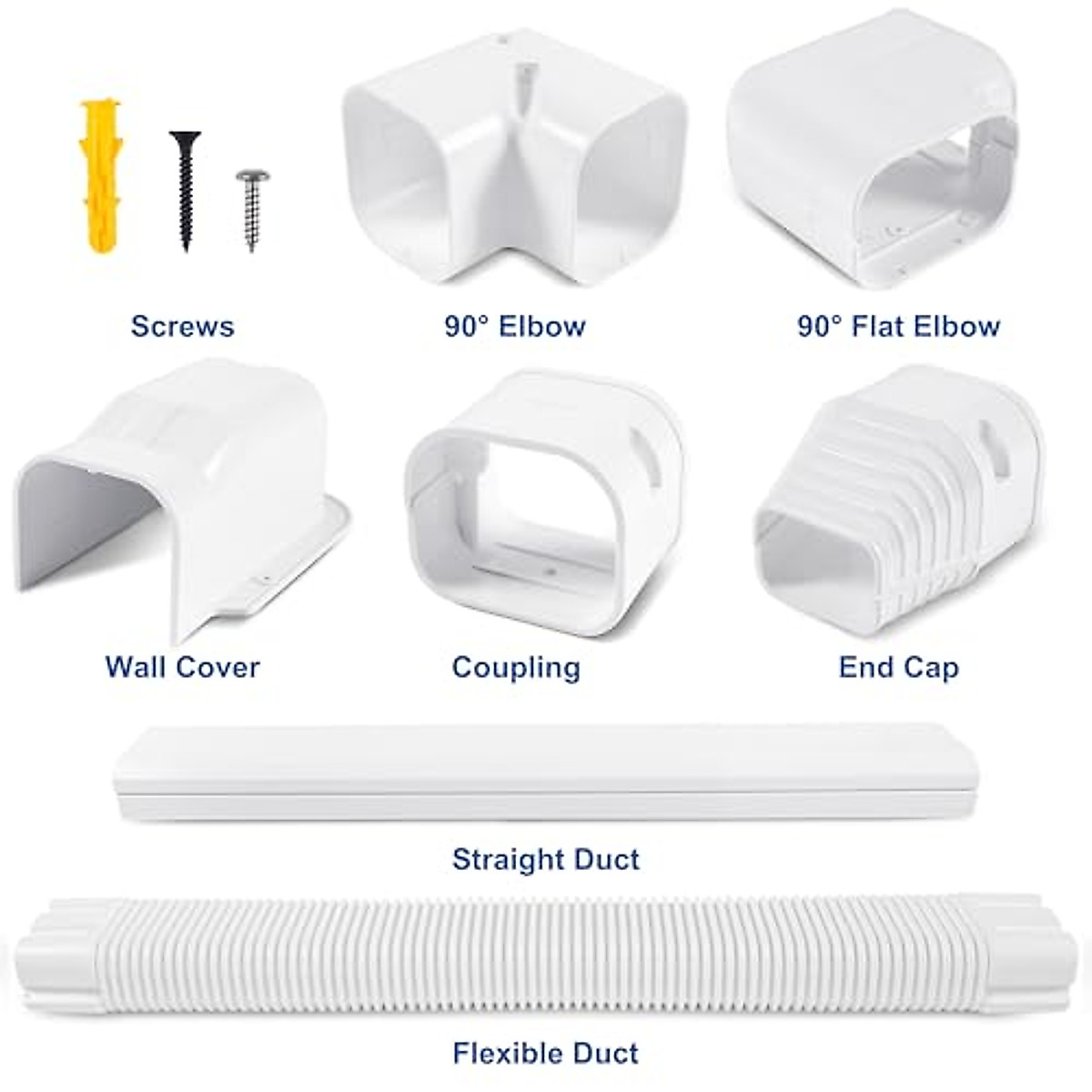 KuriProtect 3"W 10Ft Decorative PVC Line Set Cover Kit for Mini Split Lineset Cover Kit for Air Conditioner & Heat Pump (White)